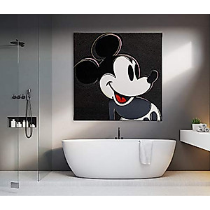 Andy Warhol- Mickey Mouse Black - Pop Art - Canvas Art Wall Art Home Decor (16in x 16in Gallery Wrapped)