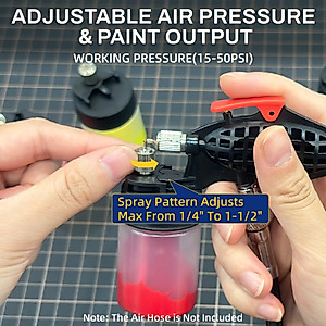 OPHIR 0.3mm Airbrush Kit, Siphon Feed Airbrush Gun with 5X 22CC Airbrush Bottles, M5 Female & 1/8 Male Connector for Model, Craft, Shoes, Temporary Tattoo Airbrushing, Easily Change Airbrush Paints