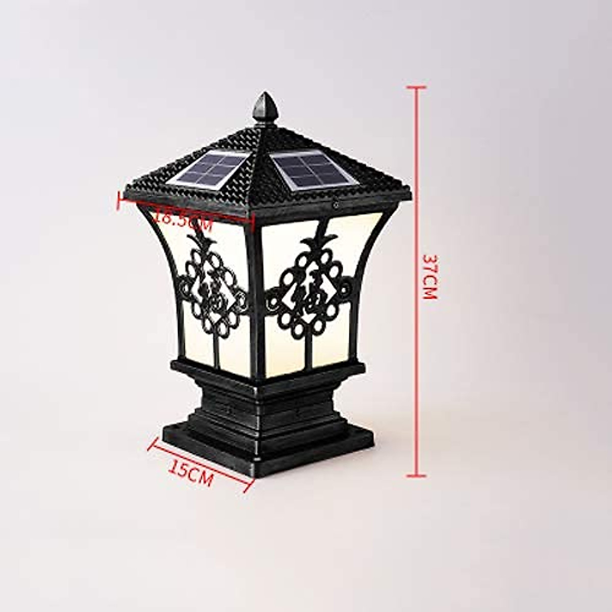 Led Outdoor Solar Post Lamps Industrial Metal Aluminum Column Lights Warm/White Light Adjustable Garden Street Home Pillar Lights(Color:Black,Size:S)
