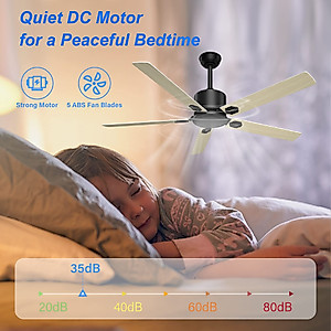 BECLOG Ceiling Fans with Lights and Remote, 52 Inch Outdoor Modern Black Fan for Patio Farmhouse Bedroom