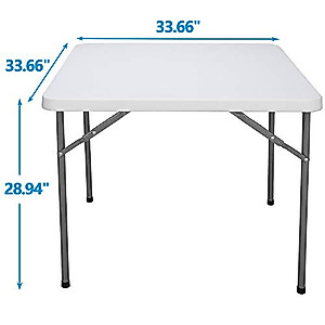 ZenStyle 3 ft Indoor Outdoor Heavy Duty Portable Plastic Folding Table, Square Card Table Utility Table Game Table for Puzzles Crafting Picnic Camping Dining Party, White