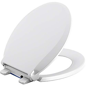KOHLER 75758-0 Cachet Nightlight Quiet-Close with Grip-Tight Round-Front Toilet Seat in White