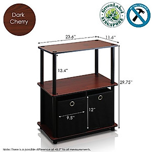 Furinno Go Green 3-Tier 2-Bins Multipurpose Storage Shelf, 2-Pack, Dark Cherry/Black
