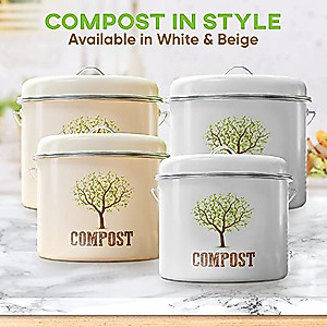 Third Rock Kitchen Compost Bin Countertop – 1.0 Gallon Compost Bucket for Kitchen – Small Compost Bin – Compost Bin Kitchen Counter - Countertop Compost Bins for Kitchen Includes Charcoal Filter
