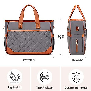 InduSKY Tote Bag for Women, Work Tote Bag for Women Teacher Nurse, 15.6 Inch Laptop Tote Bags Casual Handbag Shoulder Bag with Portable Clutch Purse for Travel Work