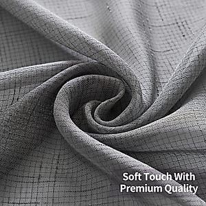 MIULEE 2 Panels Natural Linen Semi Sheer Window Curtains Elegant Solid Dark Grey Drapes Grommet Top Window Voile Panels Linen Textured Panels for Bedroom Living Room (52X96 Inch)