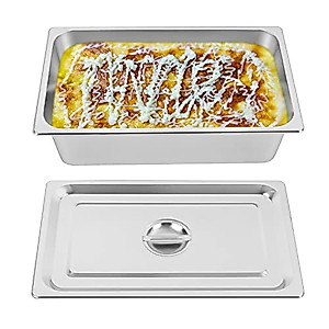 4 Pack Hotel Pan 5.9-Inch Deep Steam Table Pan with Lid 21.26" L x 12.6" W Hotel Pans Stainless Steel Pans Restaurant and Commercial Steam Tables