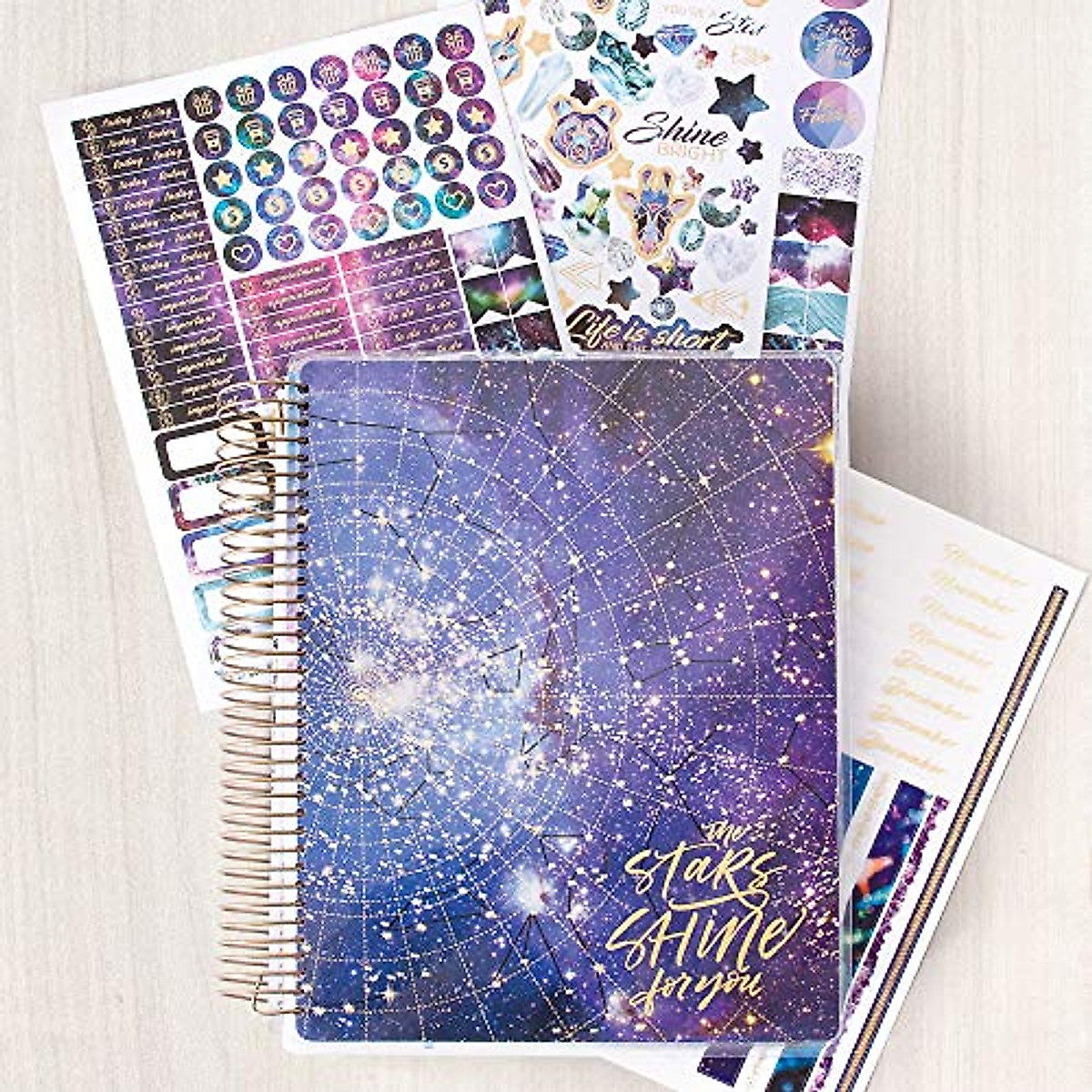 Paper House Productions SET-0010 Stargazer Accessory Bundle-Includes 18 Month Undated Planner 3 Sticker Styles Washi Tape