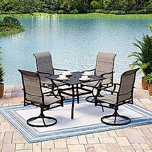 MIXPATIO Outdoor Dining Swivel Chairs Set of 2 High Back Patio Chairs with Textilene Mesh Fabric for Deck Lawn Garden