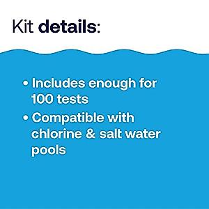 HTH Pool Care 6-Way Test Kit, Swimming Pool Water Chemical Tester, 100 Tests