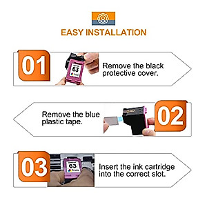 Remanufactured 63 XL Ink Cartridges Replacement for Hp 63XL Ink Cartridges Black/Color Combo Pack Compatible with Hp Officejet 3830 5255 5258 Envy 4520 4512 DeskJet 3630 Ink Cartridges Printers