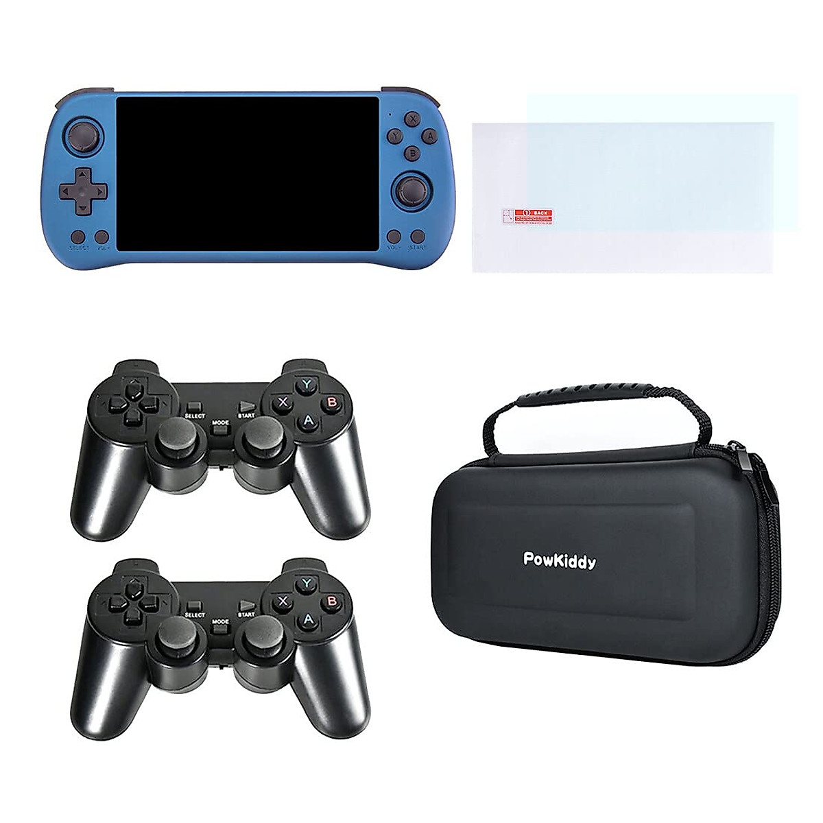 DECI Powkiddy X55 Handheld Retro Gaming Console with 20000 Games, 16G+128G 5.5 Inch Video Arcade Emulator with Storage Handbag Bag, 2.4G Wireless Gamepad, Tempered Glass Screen Protector