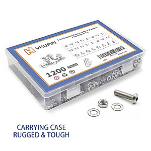 1200 PCS Nuts and Bolts Assortment Kit, Metric M2 M3 M4 M5 Machine Screws, Stainless Steel 304 Hex Socket Head Cap Bolts and Nuts Kit.