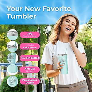 Best Teacher Ever Tumbler - Stainless Steel Insulated Travel Tumbler with Lid and Straw - Teacher Gifts for Women - Teacher Travel Tumbler - New Teacher Cup - End of Year Teacher Appreciation Gift