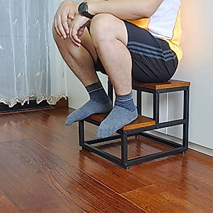 Step Stools for Bedside for Adults with 400lb Load Capacity -Assembly Required(Ebony)