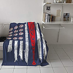 Super Soft Cozy Throw Blanket Twin Size 3D Printed Lightweight Polyester Blankets Independence Day Abstract Baseball Flannel Blanket for Men Women Kids All Seasons 39x49 Inch