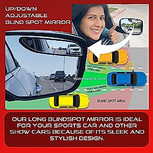 Utopicar Long Blind Spot Car Mirror - Aesthetic Convex Blindspot Mirrors, Engineered Design for Side Mirror (Blindspot), Up/Down Adjustable Car Blind Spot Mirror, Rear View Blind Spot Mirrors (2 Pack)