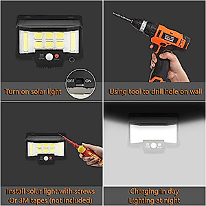 NODINIHU Solar Lights Outdoor,3 Lighting Modes,COB LED Solar Powered Motion Sensor Outdoor Lights,IP65 Waterproof Security Flood Lights,for Garden Yard Patio (2PACK)