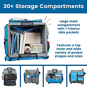 ECR4Kids - ELR-0550B-BL MemoryStor Universal Rolling Cart and Organizer Bag Set, Blue