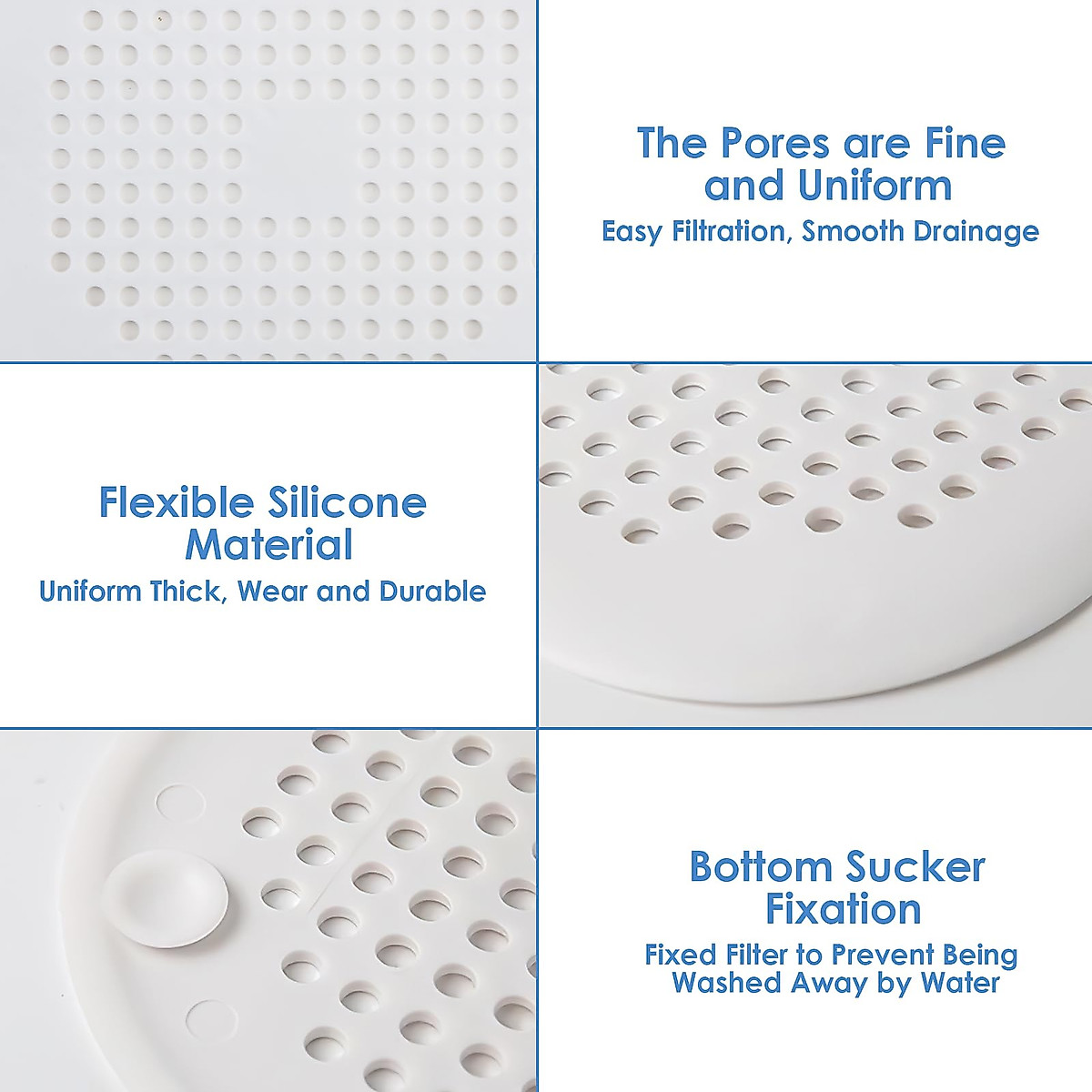 Generic Drain Hair Catcher 4 Packs, Square Drain Cover for Shower Bathtub Hair Stopper, Easy to Install and Clean, Drain Stopper for Tub,Kitchen,Bathroom Gray/White