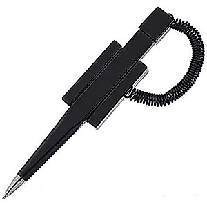 NoBo Pack of 5 Counter Coil Corded Wedgy Pen with Adhesive Backing, Black Ink