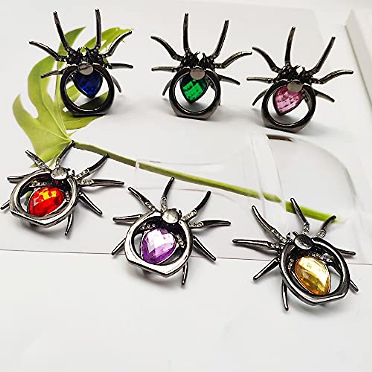 Bzybel Rock-roll Punk Spider Pattern Cell Phone Ring Holder Electronics Ring Holder Stand Finger Ring Kickstand Compatible Various Mobile Phones or Phone case Electronic Accessories (Green)