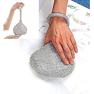 Women's Evening Bag Rhinestone Purse Handbags Triangle Style Chain Clutch Purse Bag Sparkly Party Prom Wedding Purse (Black)