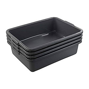 Bringer 4-Pack Gray Commercial Bus Tubs, 8 L Small Plastic Bus Box