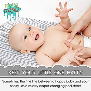 Lessy Messy Baby Changing Pad Cover - The Only Changing Pad Cover That is Waterproof and Changing Table pad Safe for The Washer and Dryer (Grey)