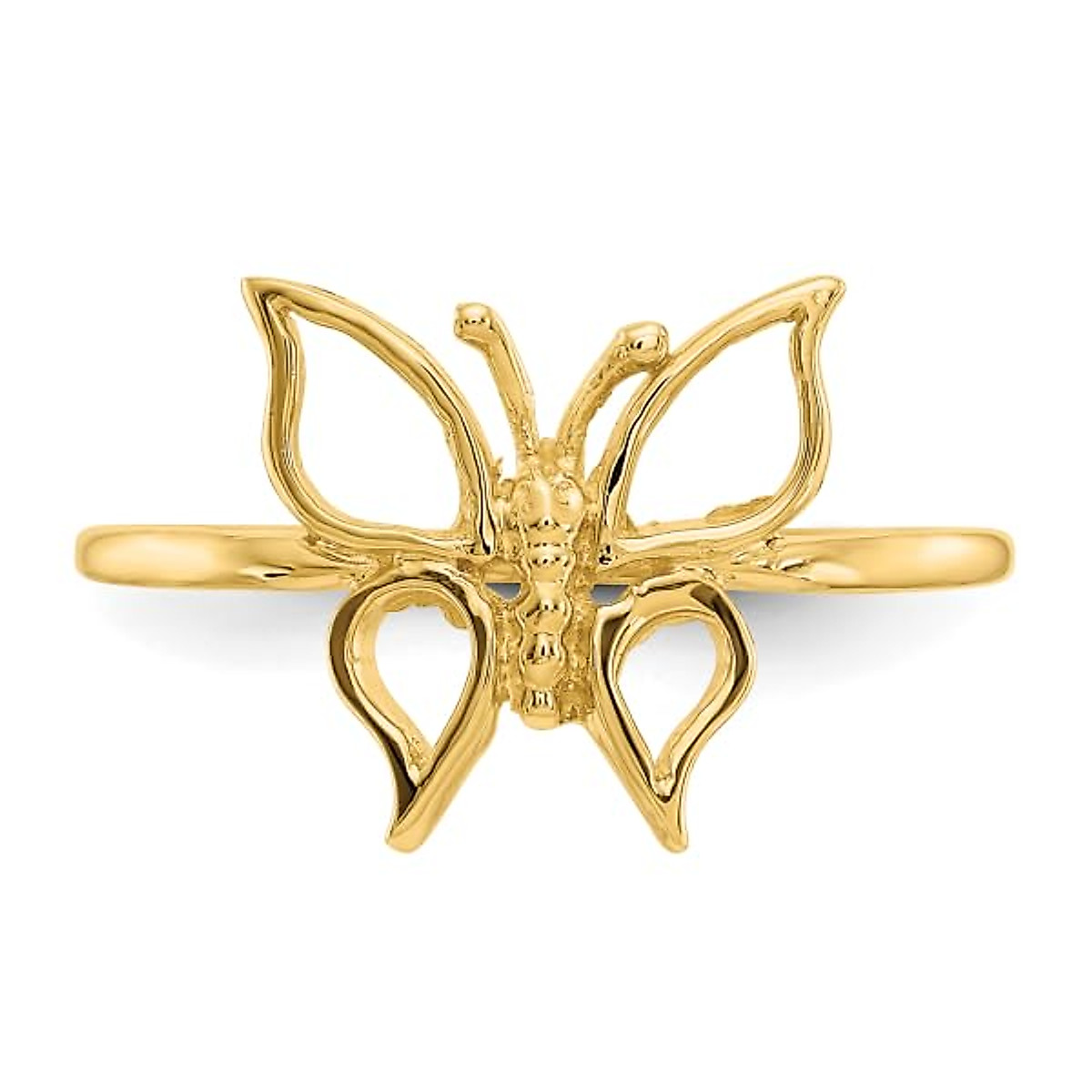 IceCarats 14K Yellow Gold Butterfly Wings Statement Ring Size 7