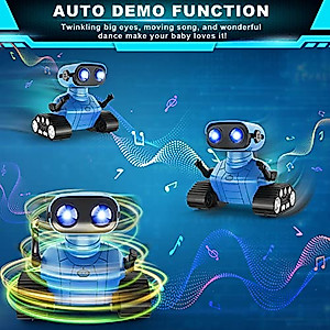 Hamourd Robot Toys for Boys Girls, Rechargeable Remote Control Emo Robots with Auto-Demonstration, Flexible Head & Arms, Dance Moves, Music, Shining LED Eyes for 5+ Years Old Kids