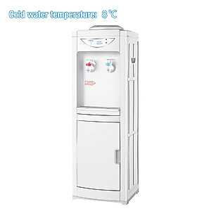 Top Loading Water Cooler Dispenser, 5 Gallon Bottles Hot & Cold Water Cooler Dispenser, Child Safety Lock Water Cooler for Indoor Home Office Use with Storage Cabinet, White