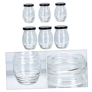 YARNOW 6pcs Honey Bottle Household Bottles Sauce Jars with Lids Kitchen Accessories Storage Bottles Mel Dispenser Portable Mel Bottles Glass Mel Bottles Salad Dressing Bottles