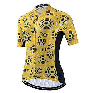 JPOJPO Cycling Jersey Women Bicycle Clothing Pro Team Summer Short Sleeve MTB Bike Shirt Top Yellow