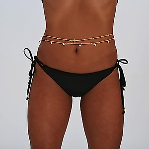 Vivilly Heart Belly Chain Gold Layered Waist Chain Beach Body Jewelry Accessories for Women