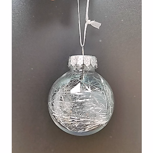 24ct 60mm/2.36" Glitter Christmas Balls Ornaments Shatterproof Clear Plastic Fillable Sphere Balls Ornaments for Xmas Tree Home Decoration (Silver)