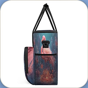 cfpolar Cute Pink Flamingo Flowers Coffee Maker Carrying Bag Case, Waterproof Coffee Maker Travel Storage Bag, Portable Coffee Machine Case Organizer Tote Bag, for Single Serve Coffee Maker