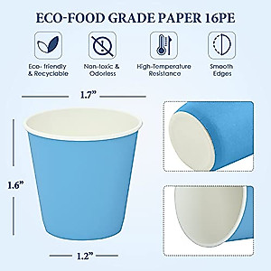 Turbo Bee 300Pack 3oz Disposable Paper Cups,Hot/Cold Beverage Drinking Cup，Small Blue Paper Cups for Bathroom and Mouthwash…
