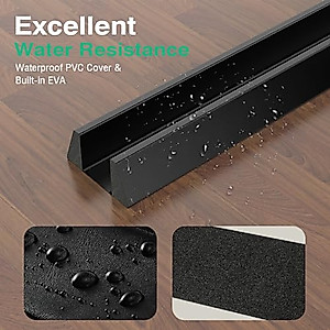 Lewondr Door Draft Stopper 36 Inch Waterproof Under Door Draft Noise Blocker Soundproof Cuttable Trapezoid Strong Adhesive Weather Stripping Door Seal Under Door for Reduce Dust Air Door Sweep, Black