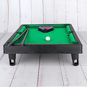 Mini Pool Table Tabletop Desktop Billiards Snooker Game with 2 Sticks, 11 Balls Home Office Desk Stress Relief Games