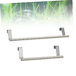 Angoily 2pcs Cabinet Towel Holder Kitchen Dish Rack Bathroom Towel Hanger Over The Cabinet Towel Hanger Stainless Steel Towel Hanger Over The Door Towel bar Cupboard Towel Rack