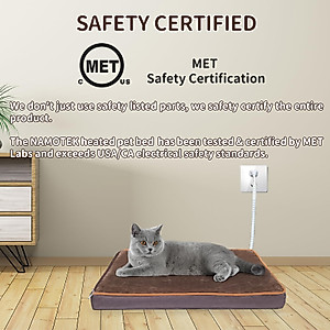 NAMOTEK Outdoor Heated Pet Bed for Cats Dog in Winter with Orthopedic Foam Base Auto Constant Temperature Electric Heating Pad & Waterproof Liner for Dog House Cabin Cot Doorway(19.7"Lx15.7"Wx1.7"Th)