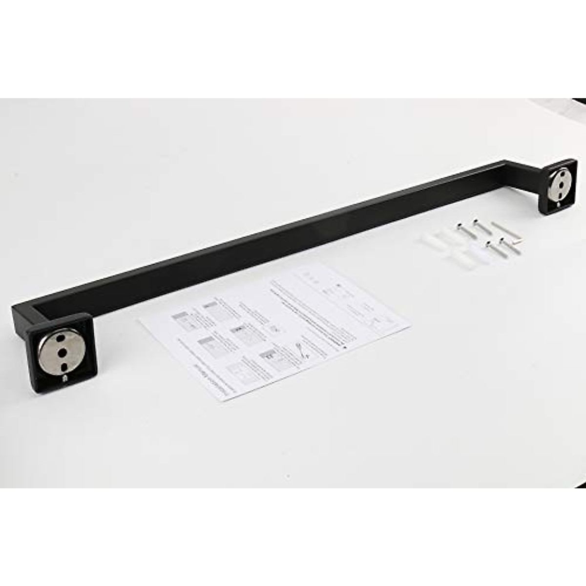 TocTen Bath Towel Rack - Square Base Thicken SUS304 Stainless Steel Towel Bar for Bathroom, Bathroom Accessories Towel Rod Heavy Duty Wall Mounted Towel Holder. (Black, 20)