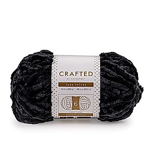 Crafted By Catherine Luxe Velvet Solid Yarn - 2 Pack (98 Yards Each Skein), Black, Gauge 6 Super Bulky