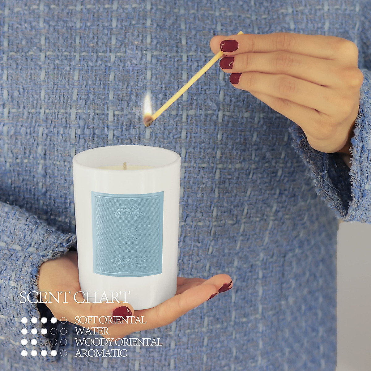 ESNA HOME Leblanc Mount Fuji Luxury Aromatherapy Scented Candles | Essential Oil All Natural Soy Candles Meditation Gifts for Women | 8.8oz 50 Hours Votive White Candle | Decor for Home Scented