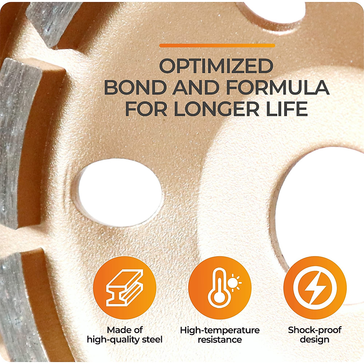 VARENO Diamond Concrete Grinding Wheel 5 inch for Polishing and Cleaning Stone Concrete Surface, Cement, Marble, Rock, Granite, and Thinset Removing, Angle Grinder Wheels Cup