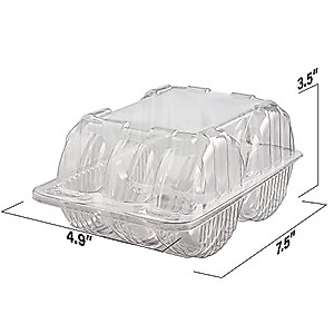 MT Products Clear Plastic Containers 6 Donut or 12 Cookie Container with Barlock Closure and Hinged Lid for Optimal Freshness (20 Pieces) - Made in the USA