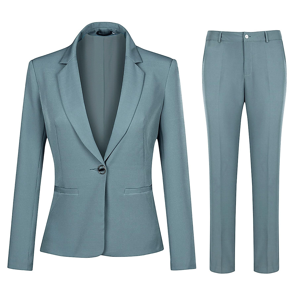 YUNCLOS Women's 2 Piece Office Work Suit Set One Button Blazer and Pants (Green, S)
