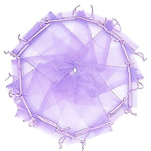 Wudygirl 100pcs 3.9 by 4.7 inches Organza Bags Drawstring Wedding Party Favor Jewelry Perfume Storage Sachets Soaps Marbles Coins Buttons Gift Bag(Lilac 3x4)