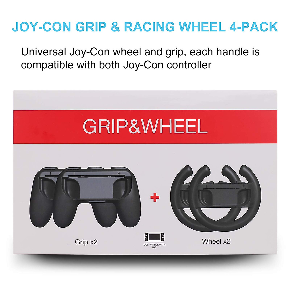 Switch Steering Wheel for Switch Accessories-Gifts for Men Gadgets Accessories for Switch Mario Kart Racing Game, Racing Wheel 4 Packs Lightweight Gadgets With Comfort Handle for Family Party